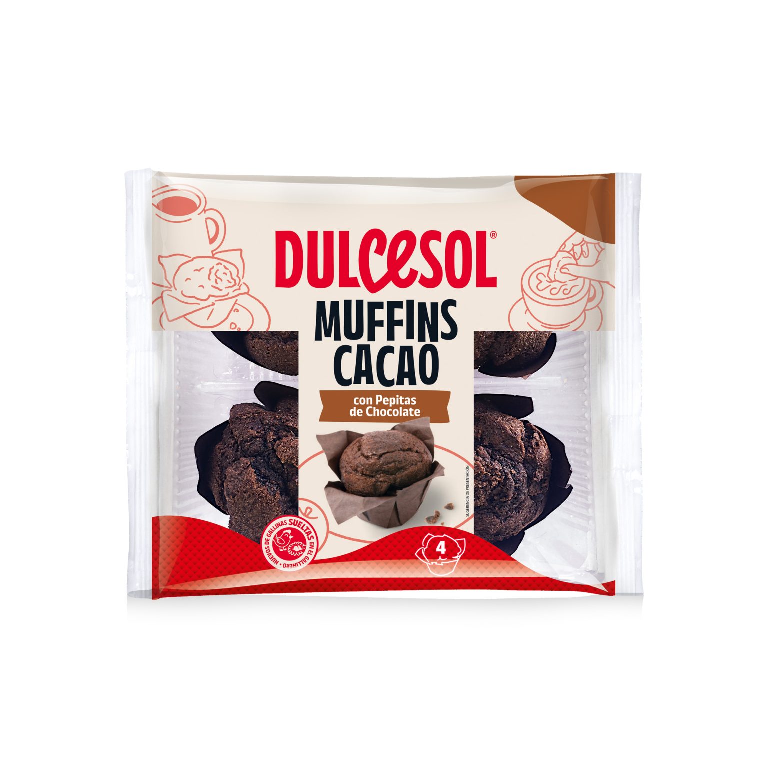 Muffins au cacao aux pépites de chocolat Dulcesol