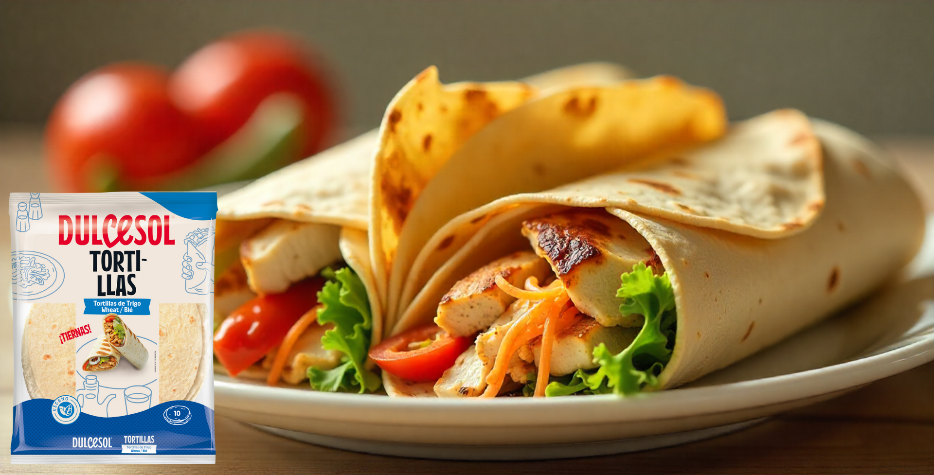 Wrap Dulcesol de pollo con verduras y salsa cremosa