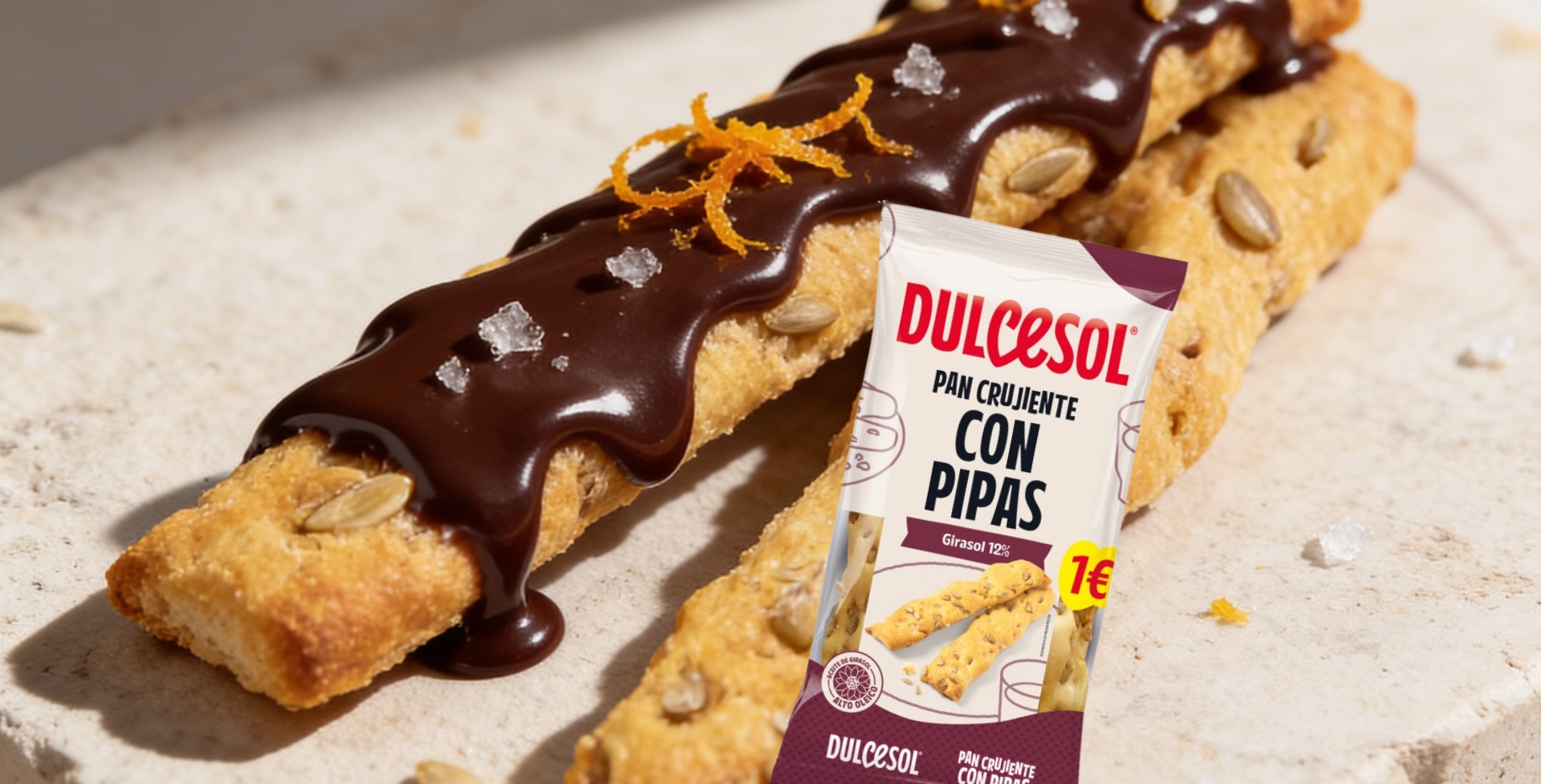 Rosquilleta Dulcesol com chocolate, laranja e sal